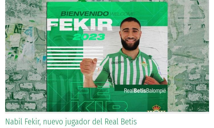 Betis Siviglia, UFFICIALE: ecco Fekir|Mercato | Calciomercato.com Betis Siviglia, UFFICIALE: ecco Fekir|Mercato | Calciomercato.com